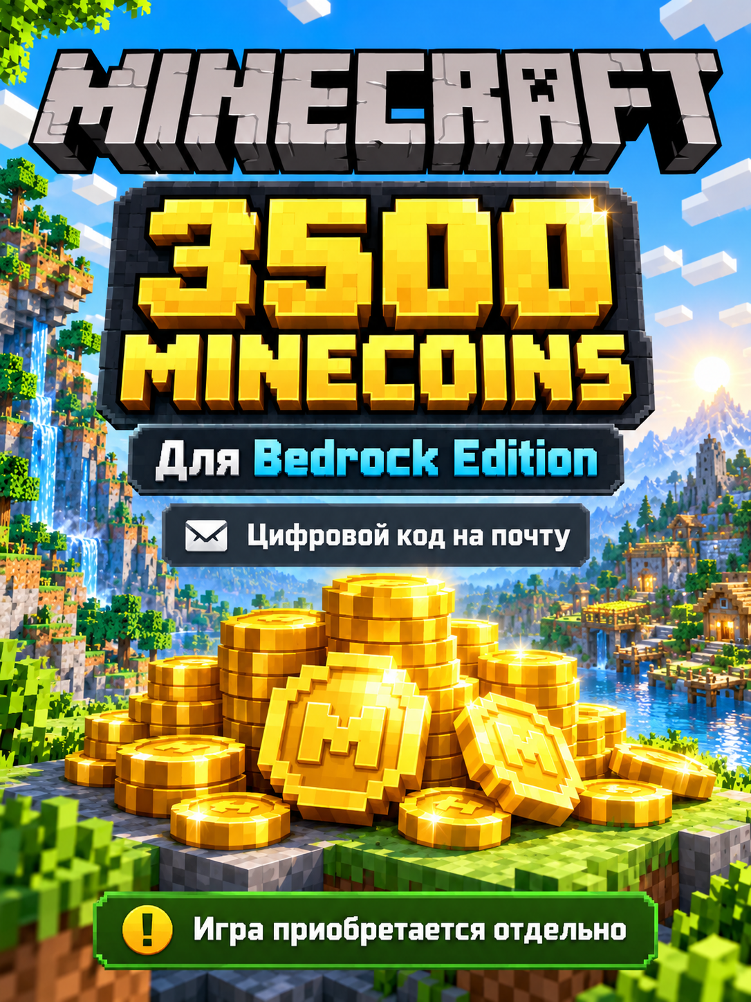 Minecraft 3500 Minecoins — подарочный цифровой код, монеты для Bedrock Edition