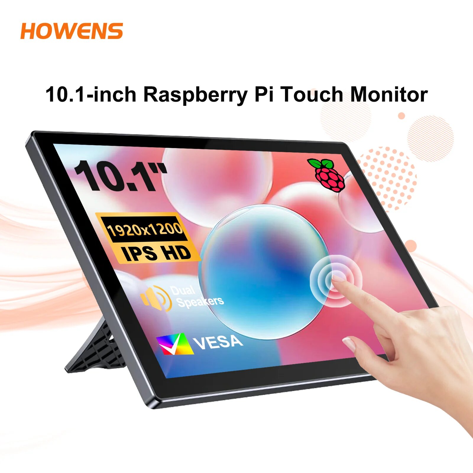 HOWENS 10,1-дюймовый сенсорный монитор 1280x800 Европейская вилка (EU Plug)