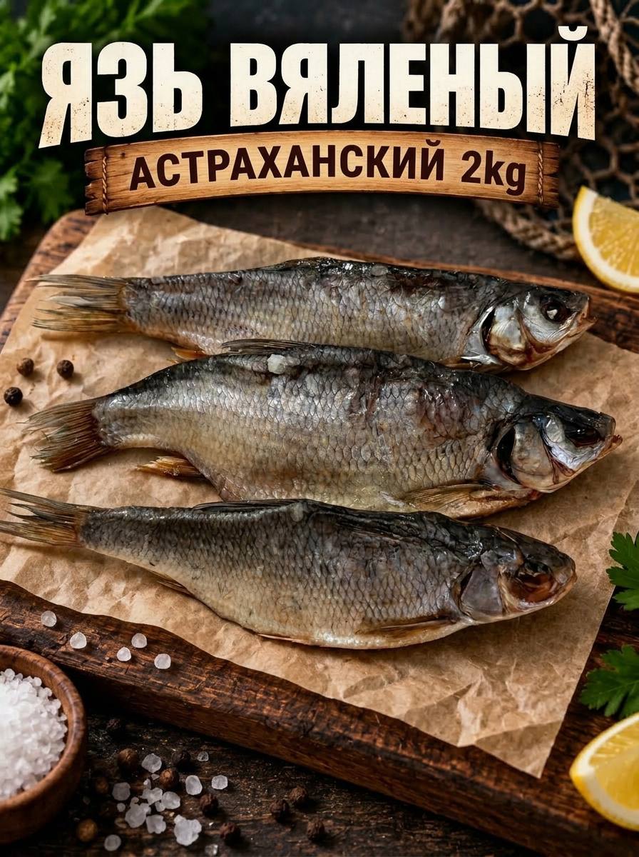 Язь вяленый 2 кг, Астраханский, рыба крупная, малосольная.