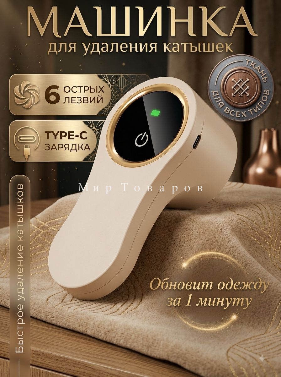Машинка для удаления катышков, Цвет: светло-бежевый