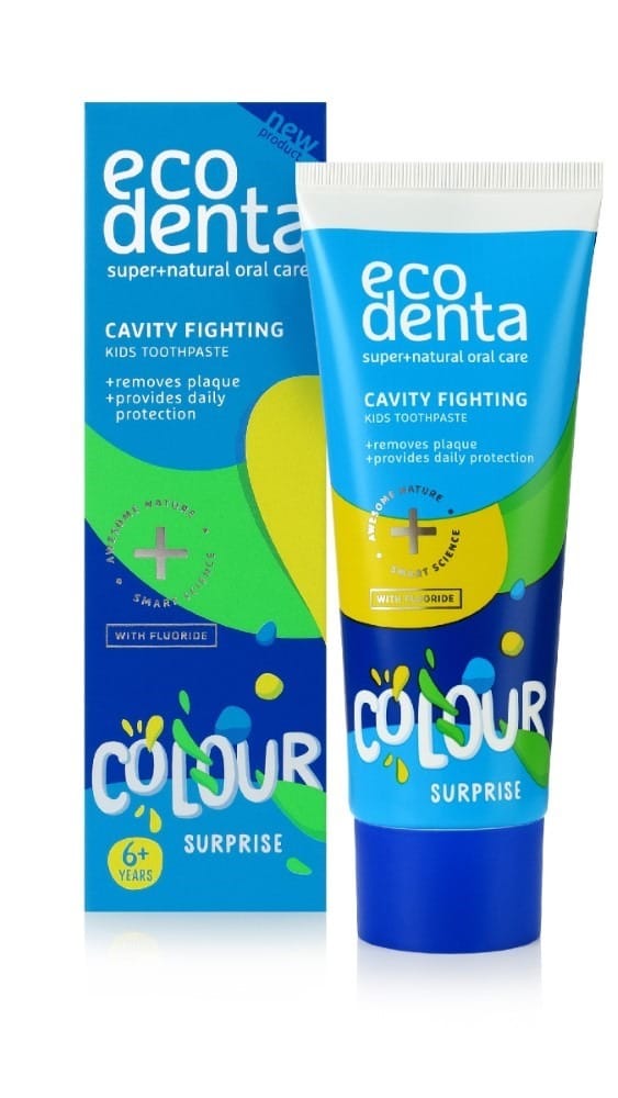 Зубная паста Ecodenta Colour, паста для детей, вкус дыни с экстрактом моркови, 6 лет, 75 мл