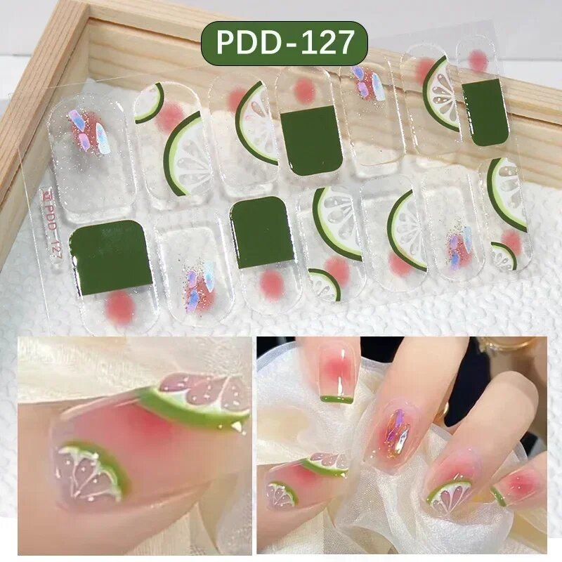 JIASHIXUAN Гелевые наклейки для ногтей, цветок, градиентный цвет PDD-127-Stickers