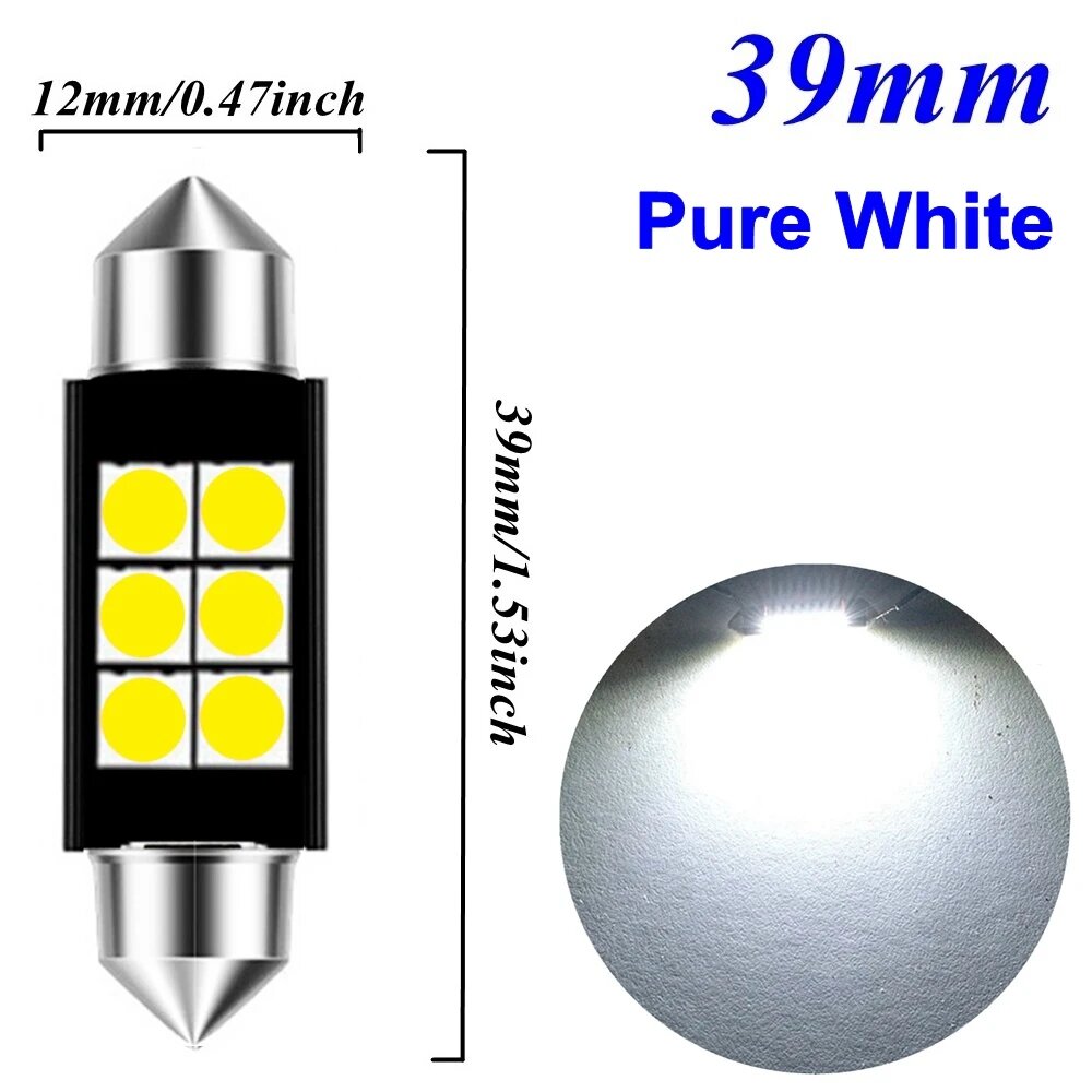 10 шт. светодиодные лампы C5W C10W 39mm Pure White