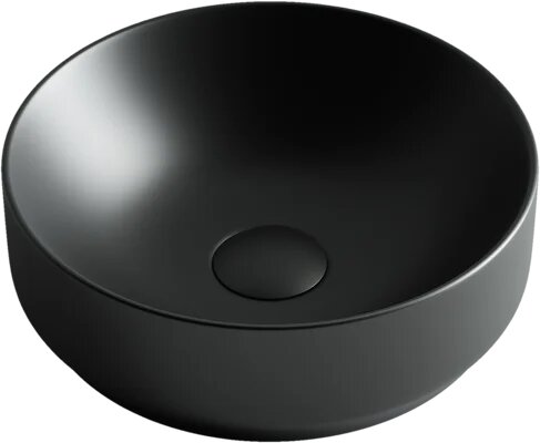 Накладная раковина Ceramicanova Элемент (Element) CN6007 36 без отверстия под смеситель, фарфоровая, круглая, раковина для ванной, черная