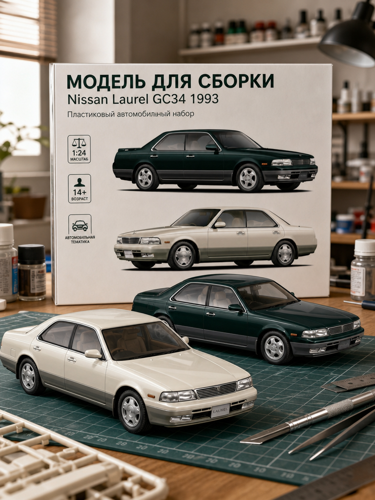 Модель для сборки Nissan Laurel GC34 1993, пластиковый автомобильный набор, масштаб 1:24, 14+