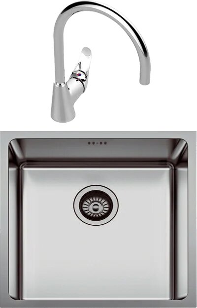 Комплект Мойка Seaman Eco Roma SMR-4944A 49x44, сталь, нержавеющая сталь / Смеситель Vidima Орион BA365AA глянцевый хром, латунный
