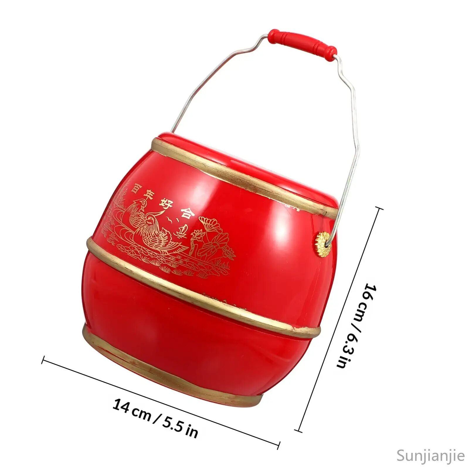 Ведёрко Для Яиц В Китайском Стиле 1 Шт Красное Размер 16X14X14Cm Практичное И Легкое В Переноске Хорошо Чистится