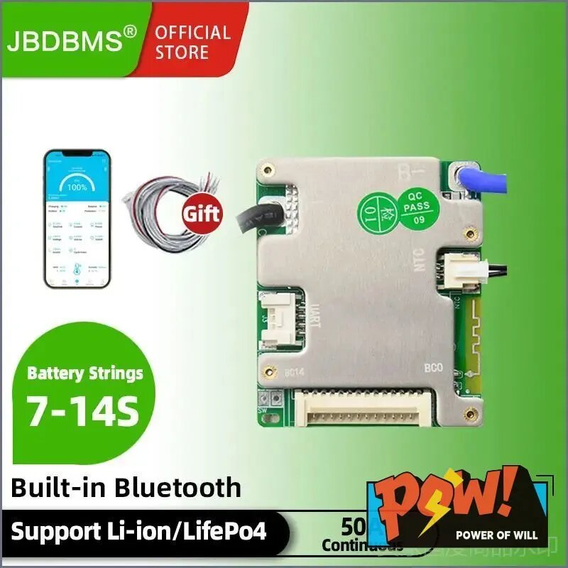 JBD Smart BMS 24V 36V 48V 20A 30A 40A 50A 7S 8S 9S 10S 11S 12S 13S 14S встроенная балансировка BT UART Li-ion LFP BMS для E-Bike