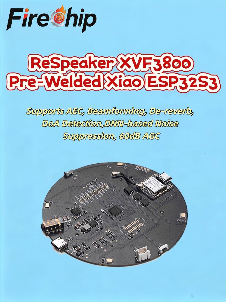 XVF3800 ESP32 4-Microphone Wireless Conference Array, voice recognition & noise reduction for smart interaction робот с распознаванием речи и шумоподавлением