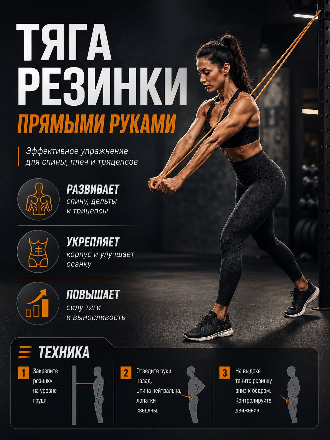 Фитнес-резинка ленточный эспандер, нагрузка 2-7кг