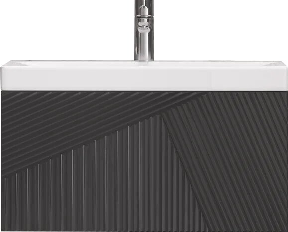 Тумба под раковину без столешницы Velvex Edge 70 подвесная, черная, серая, матовая, из МДФ, тумба для ванной, с ящиками