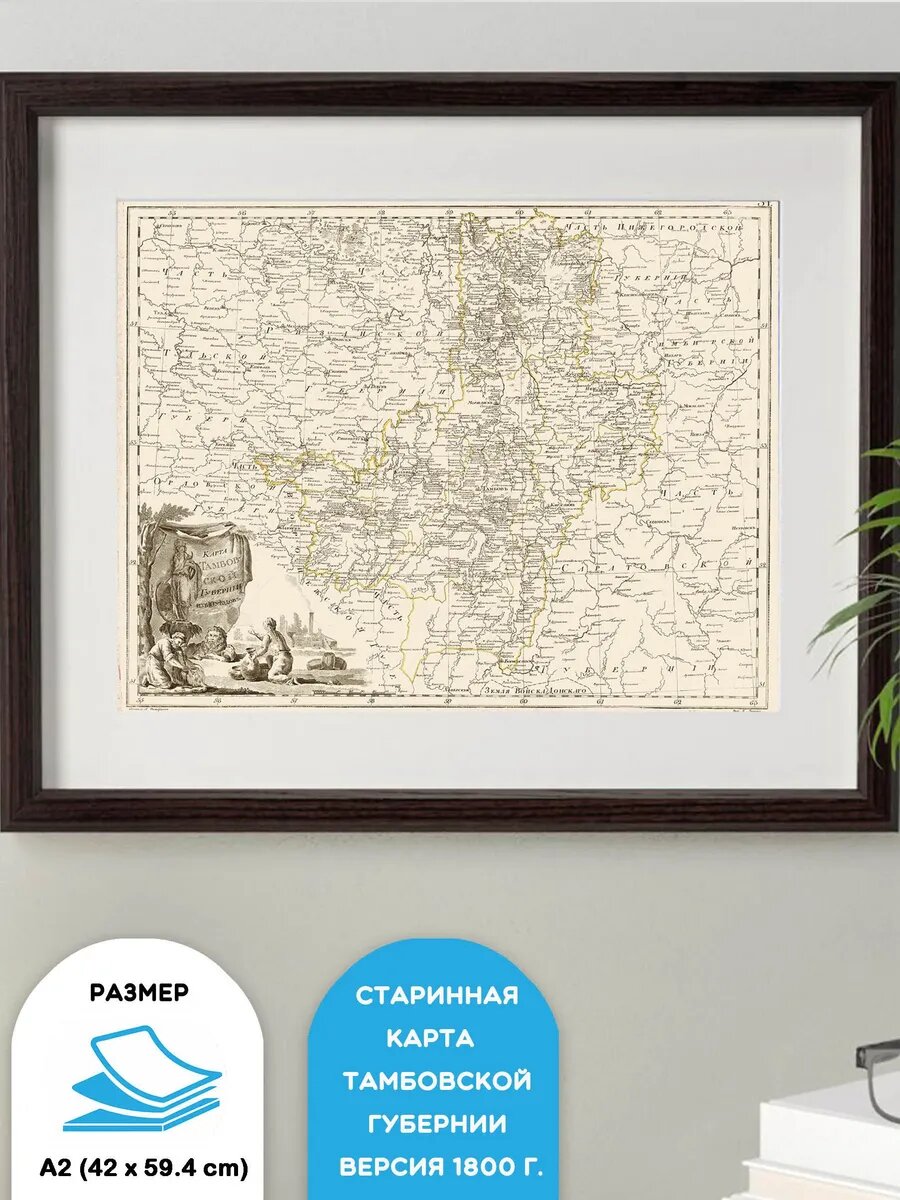 Старинная карта Тамбовской губернии 1880 год