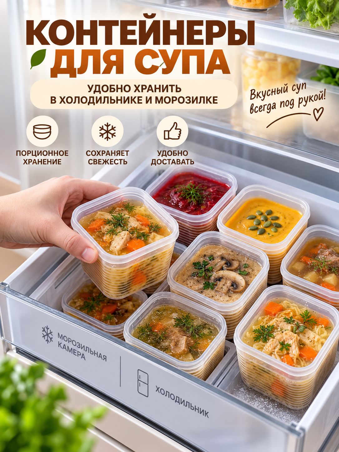 Контейнер пищевой, 380 мл, 7 шт