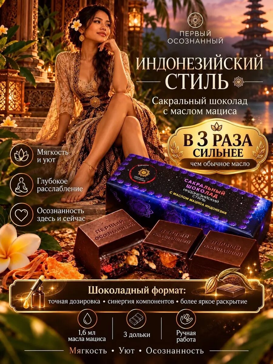 Функциональный шоколад с маслом мациса Индонезийский стиль