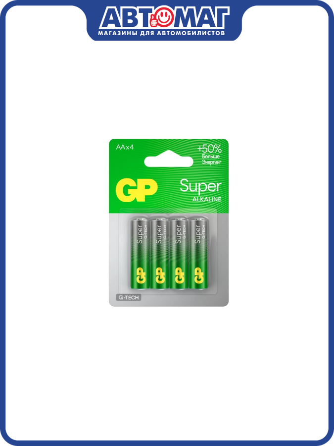 Элемент питания AA Super Alkaline (LR6, 4 шт) GP, GP15AA21-2CRSBC4