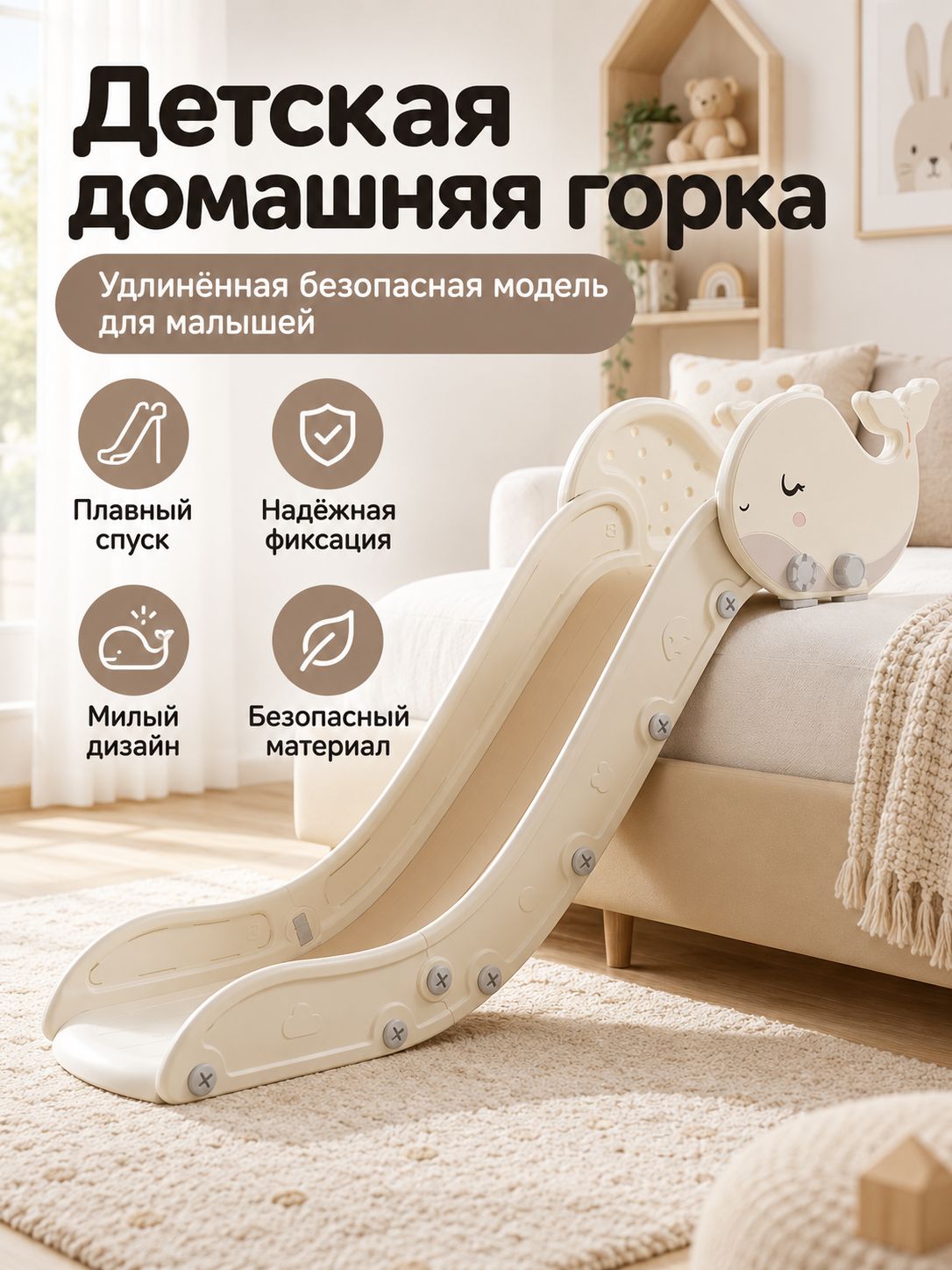 Детская горка для дома, удлинённая 145 см, Артикул: 5734546497