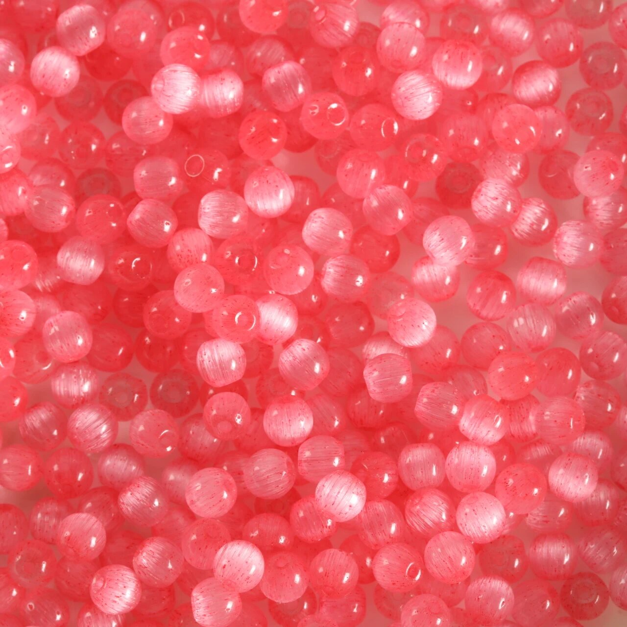 Стеклянные бусины «Кошачий глаз» Nuovo-Rose 4/6/8 мм Розовый, 4mm 300pcs, Red