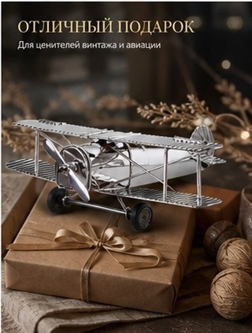 Ретро Самолет Из Железа Винтажная Декоративная Модель Самолета Металлическое Убранство 16.20X13.00X7.00Cm