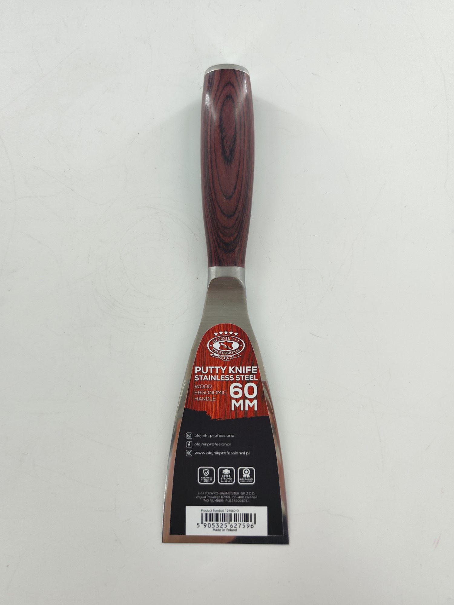 Шпатель с лезвием 0,4-1,22 мм Olejnik Premium Wood 124060-D (60мм)