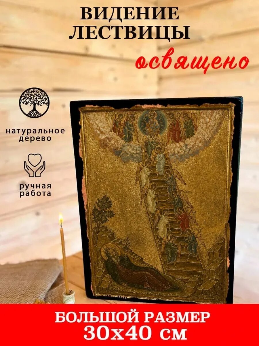 Икона Видение лествицы, на дереве, 30×40 см, освящённая, ручная работа