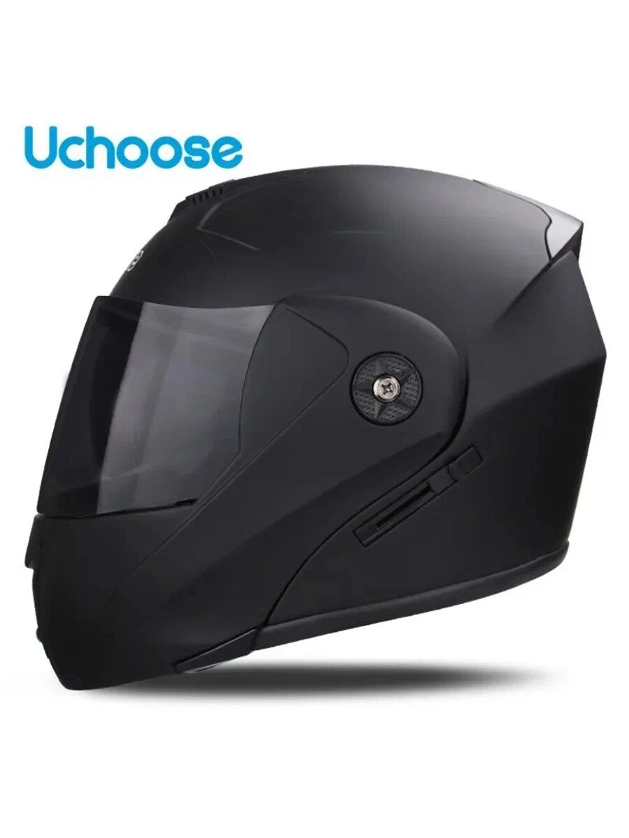Цзинъянь-UCHOOSE Мотошлем, цвет: темно-серый, черный матовый, размер: S