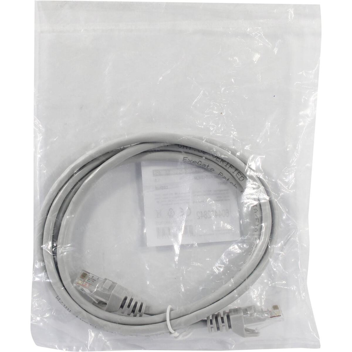 ExeGate UTP-RJ45-RJ45-5e-1.5M-GY Patch Cord UTP кат.5e, 1.5м, серый EX241490RUS — фото 1