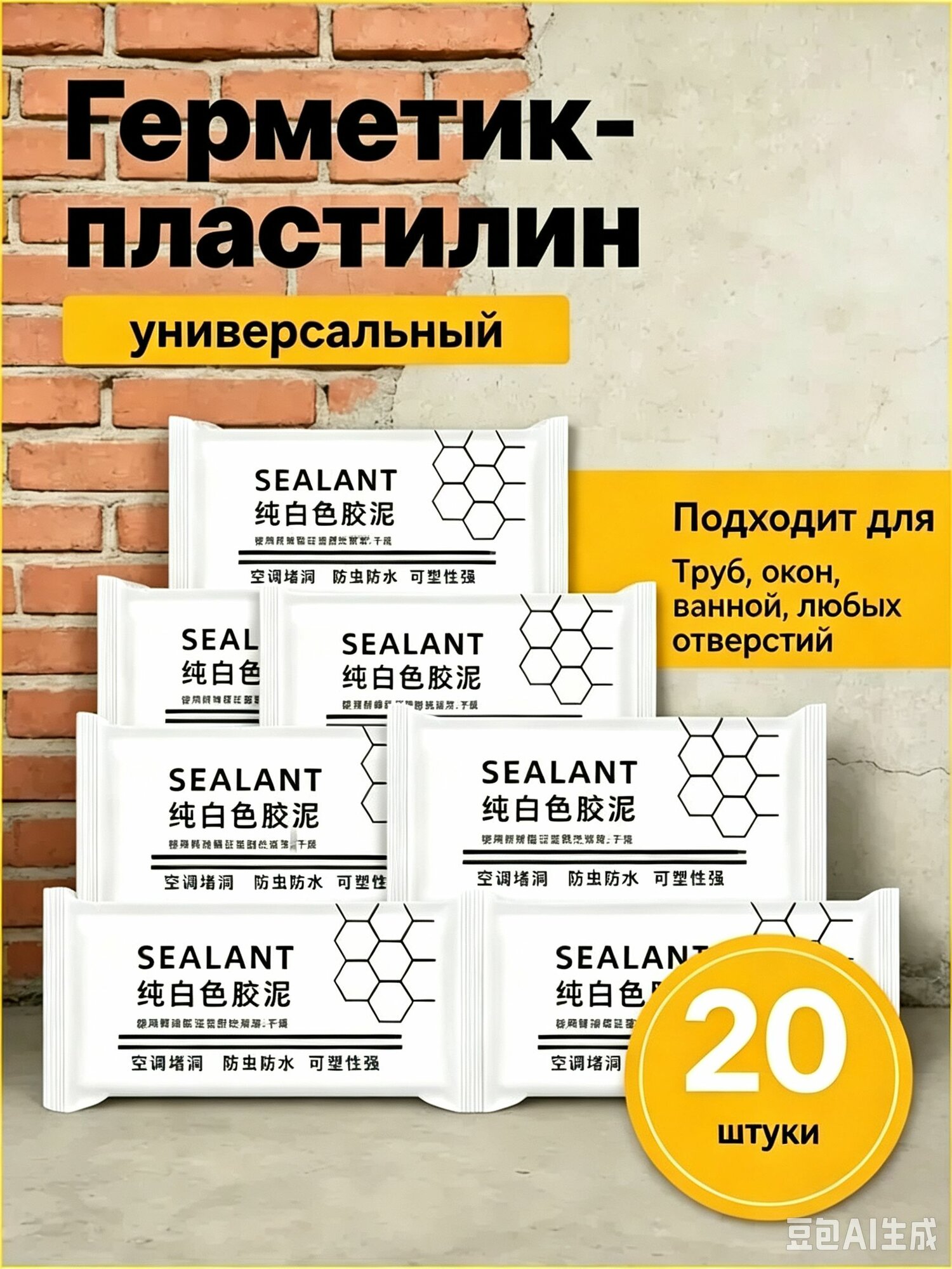 20 шт. Бытовой ремонтный пластилин, герметизирующая глина для дома, для отверстий, зазоров, щелей и трещин