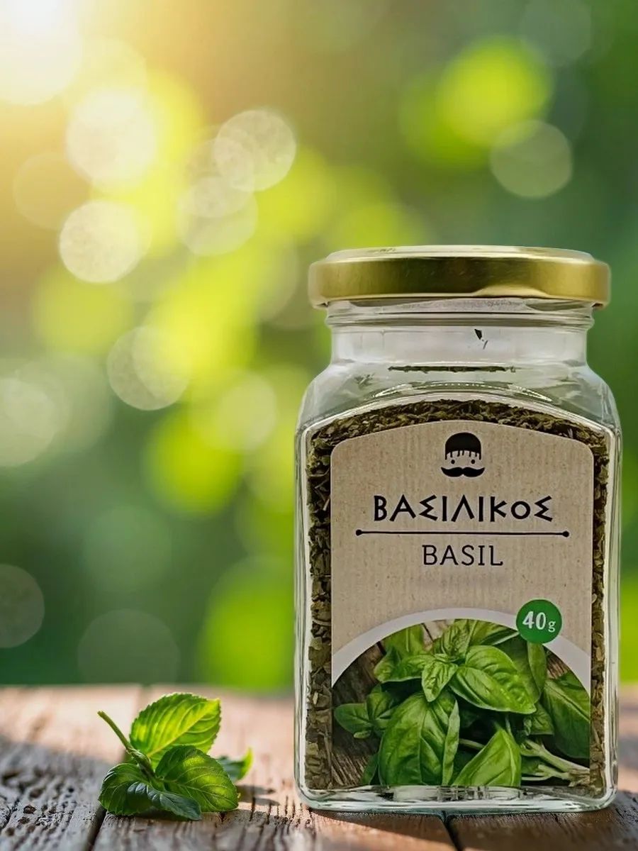 Базилик сушеный дробленый, ст. банка, 40г. INATOS