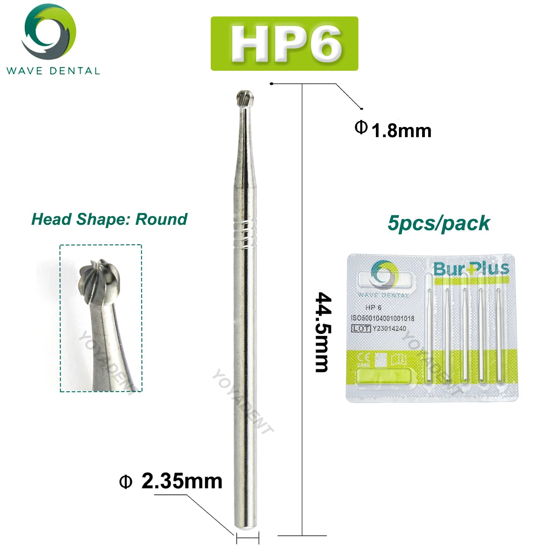 WAVE Dental HP Burs карбид вольфрама низкоскоростной красный для прямого носового конуса HP6