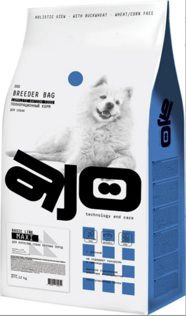 AJO DOG BASIC LINE MAXI ADULT для взрослых собак крупных пород с олениной, индейкой и гречкой 12 кг