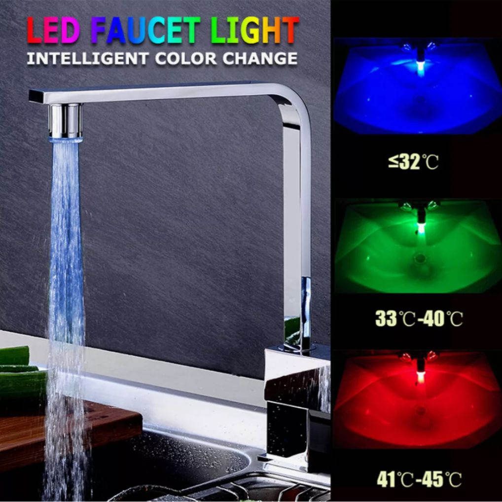 Аэратор для смесителя на кран для кухни и ванны с подсветкой светодиодный(LED 3 цвета)