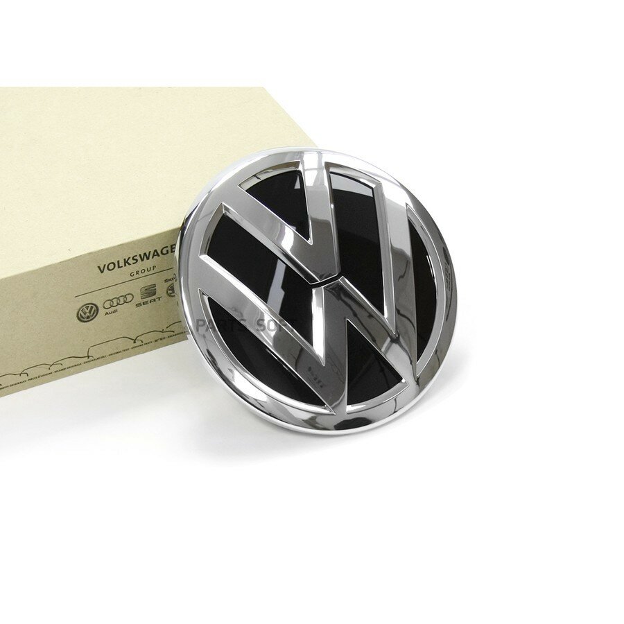 Эмблема VW, Ч рный глянцевыйполированный хром от официального дистрибьютора, VAG, артикул 7P6853601DFOD