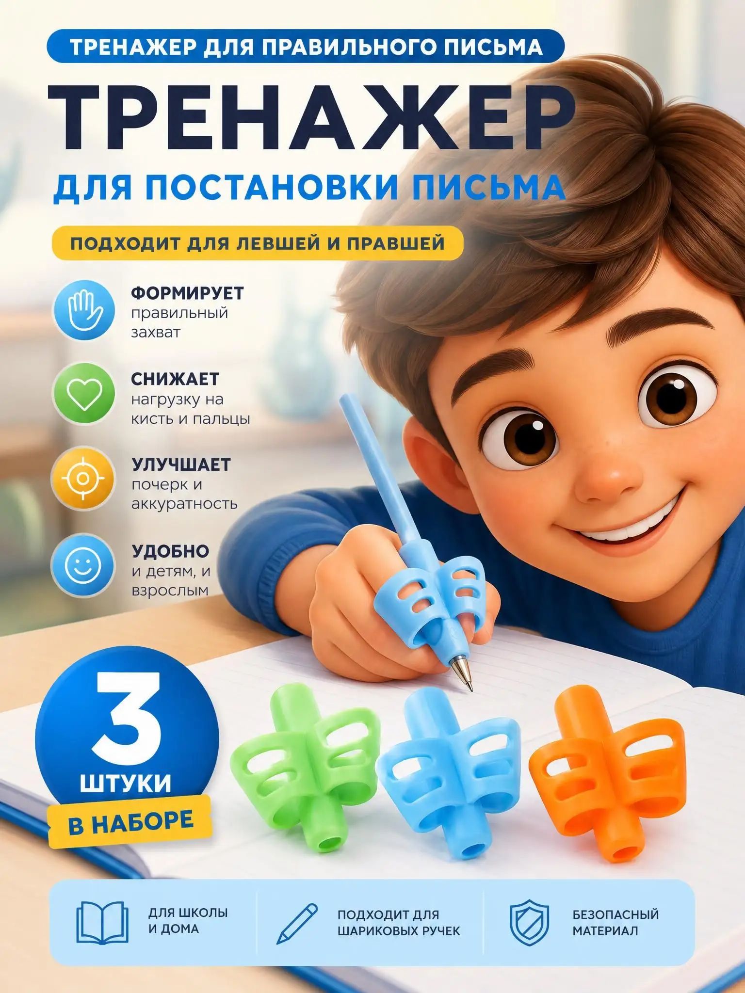 Тренажер для постановки письма у детей 3шт набор