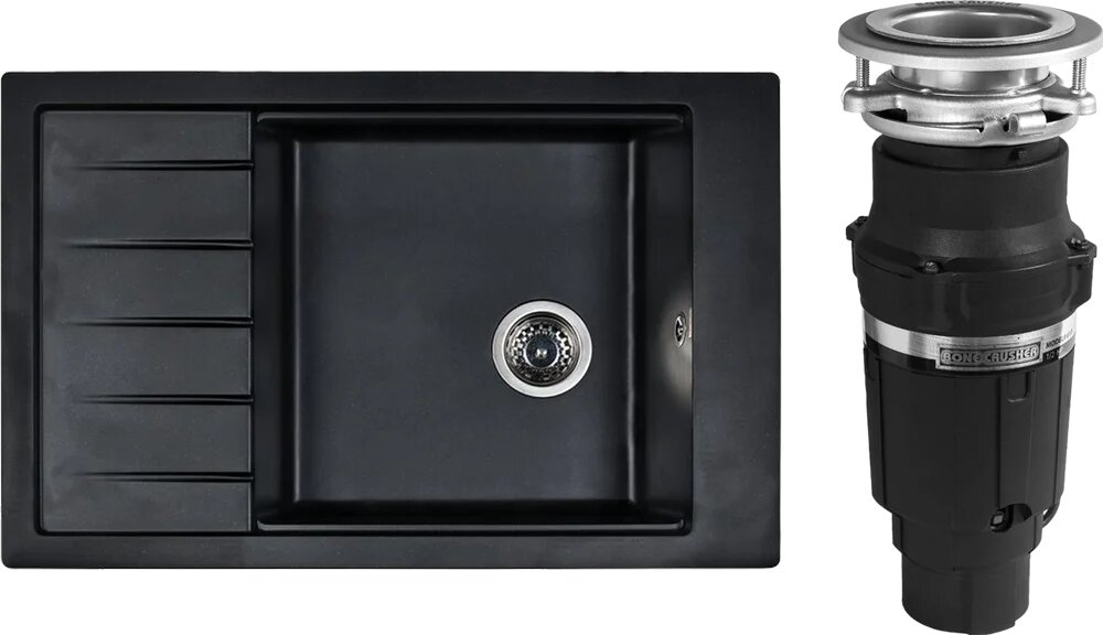 Комплект Мойка Wisent MWP780-25 77x50, оникс, искусственный гранит / Измельчитель Bone Crusher BC 610-AS электрический, нержавеющая сталь