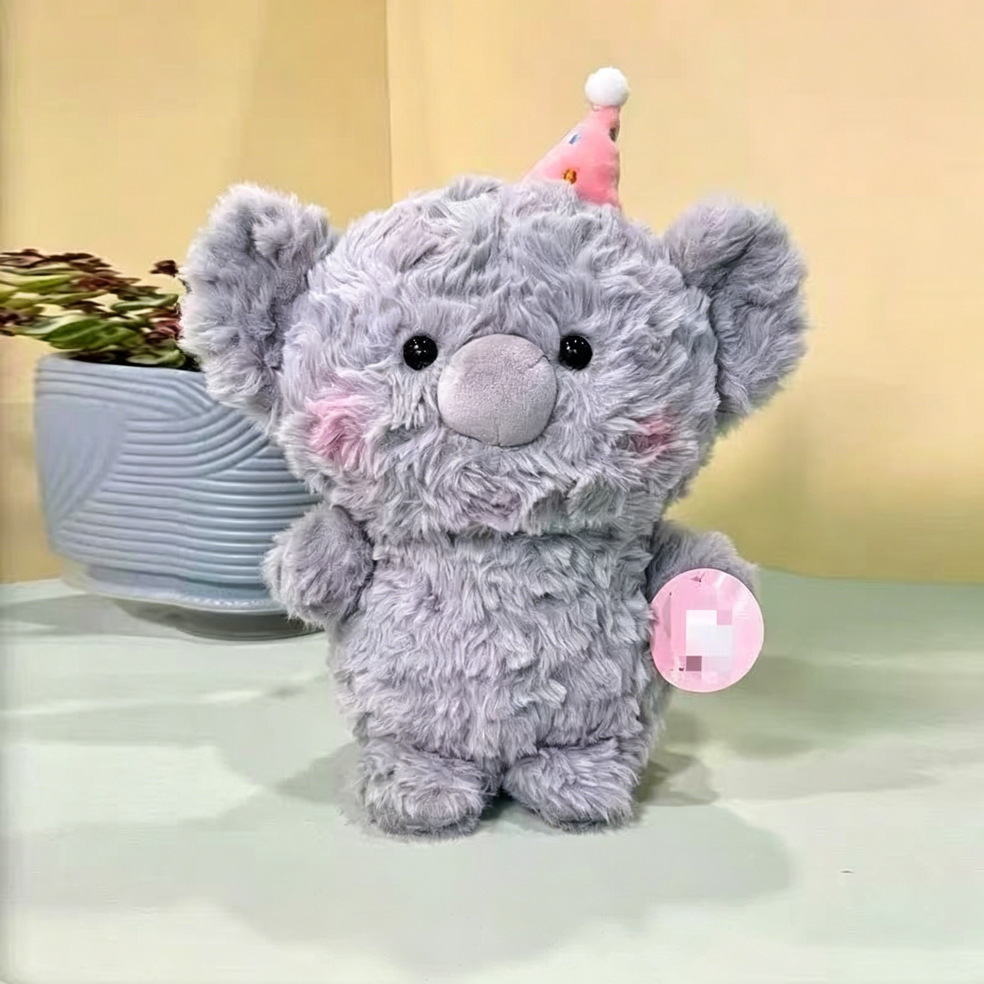 Плюшевая коала 25 см с праздничной шляпкой, мягкая пушистая игрушка
