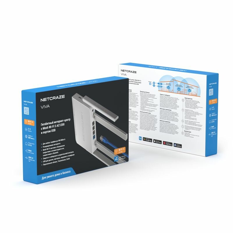 Wi-Fi роутер Netcraze Viva (NC-1913) 802.11ac Wi-Fi 5 белый