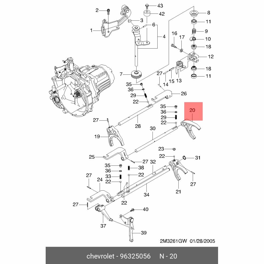 Кпп вилка переключения 3 & 4 передачи GENERAL MOTORS 96325056