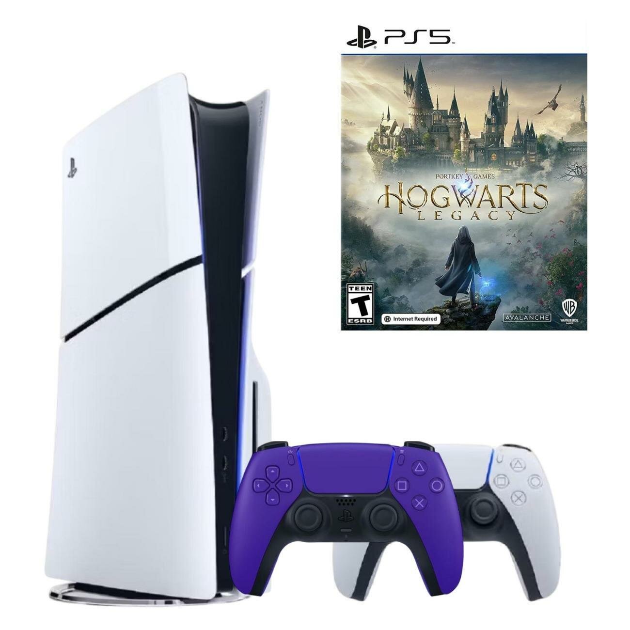 Игровая приставка Sony Sony PS5 Slim + 2й геймпад фиолетовый + игра Hogwarts Legacy