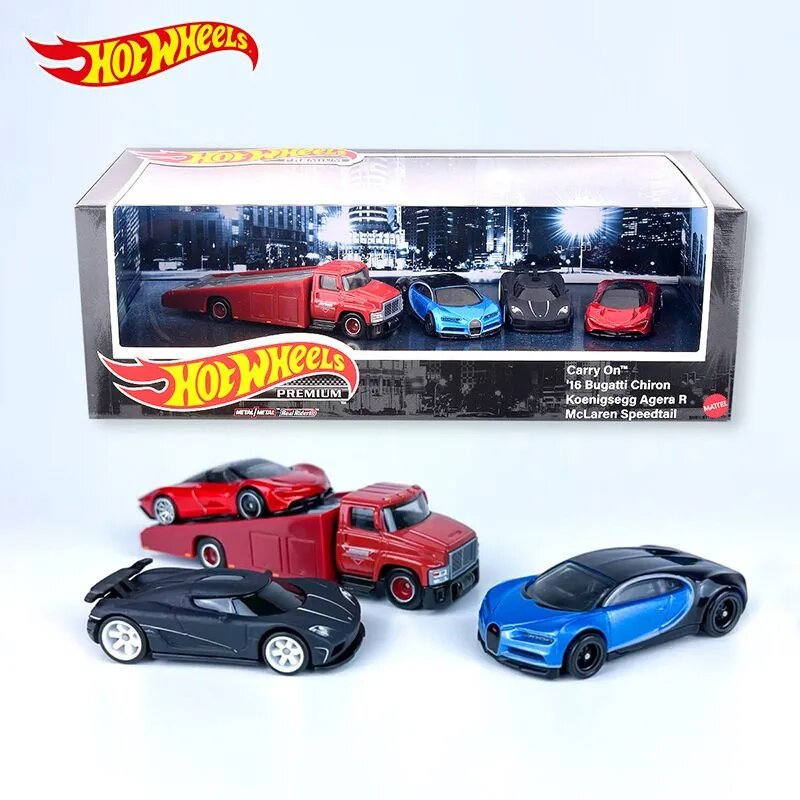 Машинка Hot Wheels Premium Garage CARRY ON+16 BUGATTI CHIRON+KOENIGSEGG AGERA R+McLAREN SPEEDTAIL