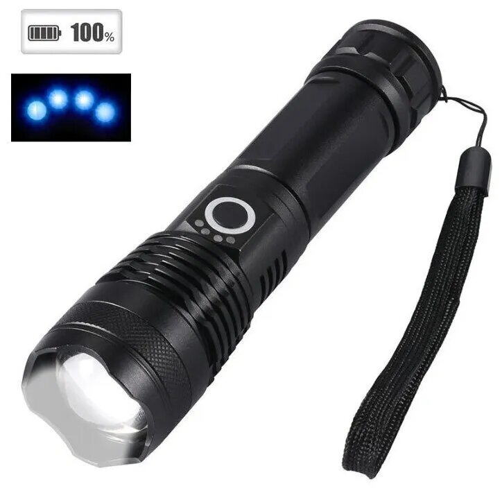 Фонарь ручной POLICE X71-P50 аккумуляторный светодиодный, Черный, 16*4*4 см, 300 м, 5 режимов