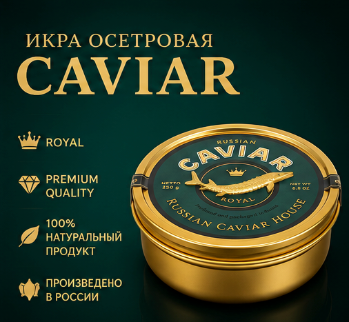 Чёрная осетровая икра "Роял" 250 гр.