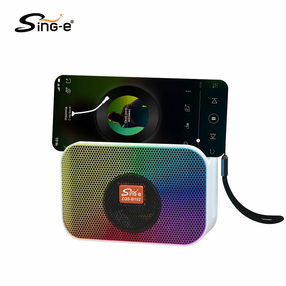 Портативная Bluetooth-колонка с RGB-подсветкой, подставкой для телефона, слотами USB/TF и FM-радио, черная