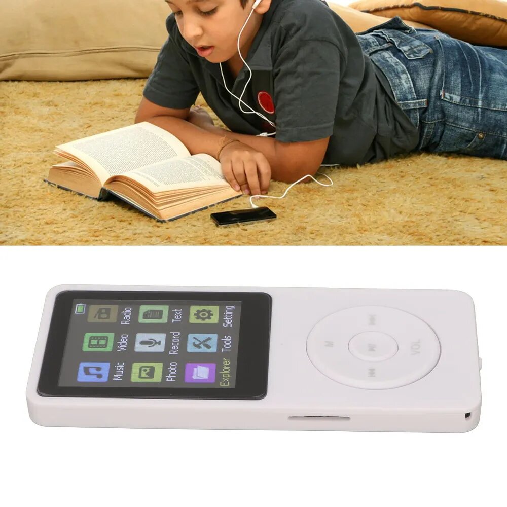 MP3-плеер, белый, с поддержкой до 32 ГБ Micro SD, аудиоформаты: MP3, WMA, FLAC, APE, AAC, OGG, ACELP — фото 1