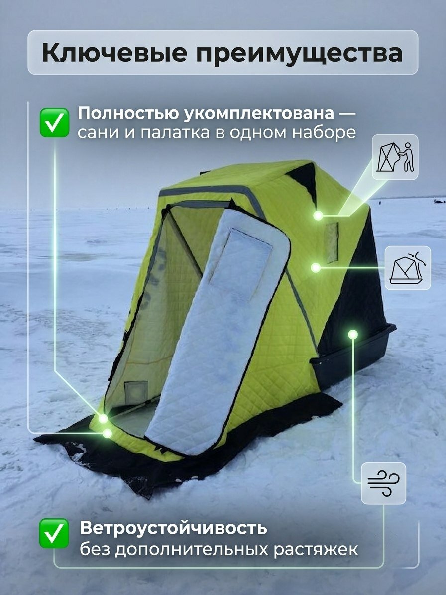 Сани-зимняя палатка для рыбалки люкс (циклон) 1Grip