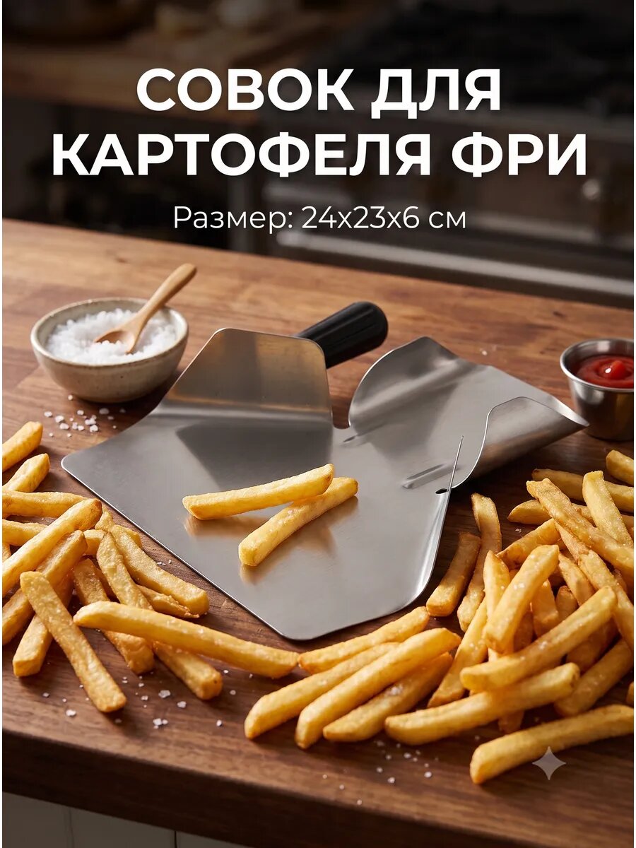 Совок для картофеля фри, размер 24×23×6 см, нержавеющая сталь