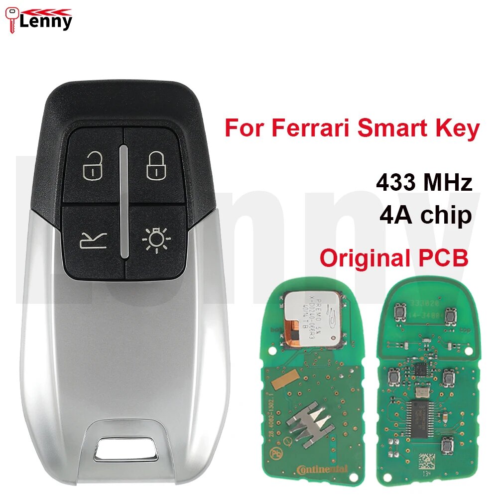 Оригинальный смарт-ключ Lenny FCCID: KR5A2C978066 с чипом 4A 433 МГц и платой PCB SIP22 для автомобилей Ferrari 488GTB, 458, 588, LaFerrari, 2014-2020 гг.
