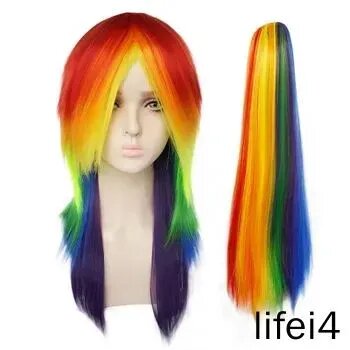 My little pony/Радужный парик и украшение в виде конского хвоста, цветной косплей