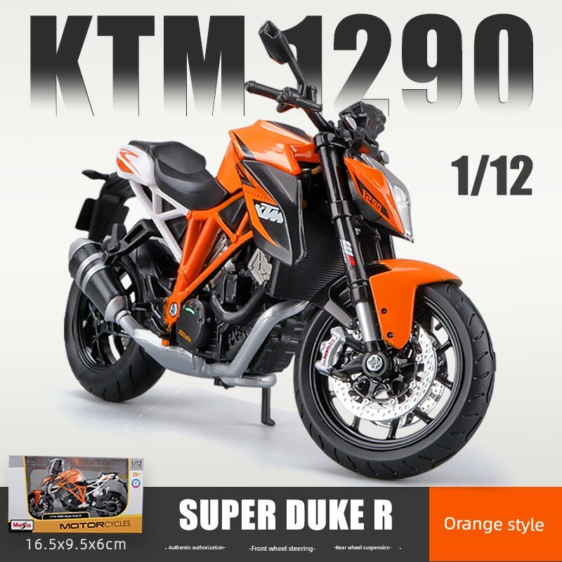 Модель мотоцикла KTM 1290 Super Duke R из сплава, масштабная фигурка в коробке для коллекционеров мотоциклов