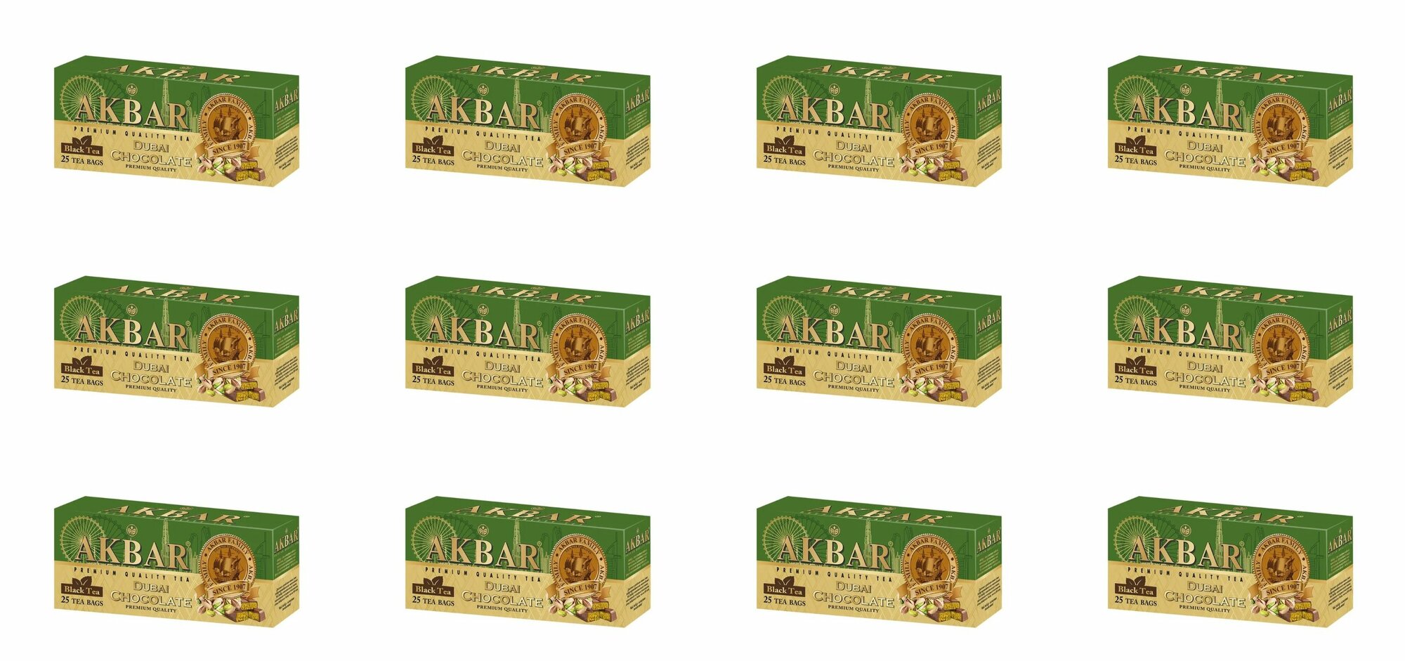 Akbar Dubai Chocolate чёрный 25 пак. 1,5 г, 12 уп
