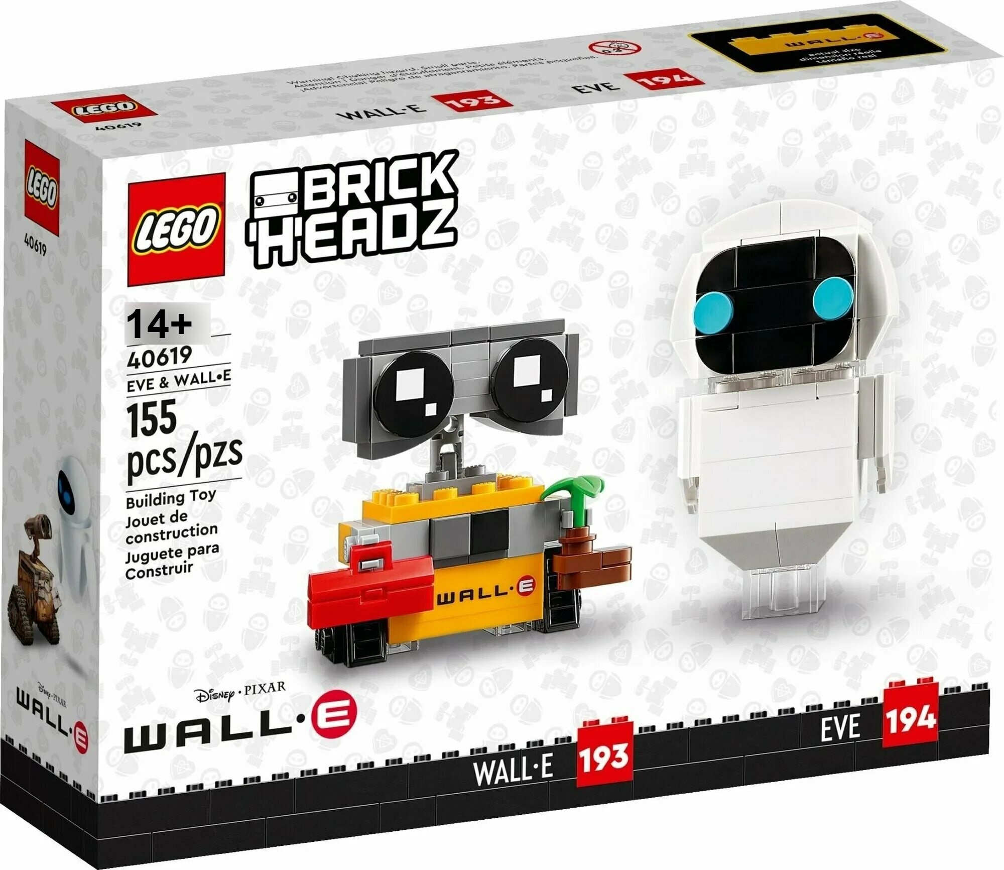 Конструктор LEGO BrickHeadz Ева и Валли 40619, 155 элементов, пластик